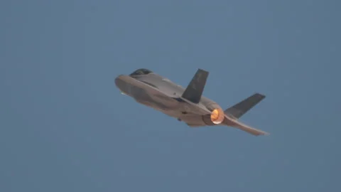 US military plane fighter jet F35 flying... | Stock Video | Pond5