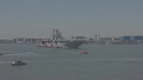 US Navy amphibious assault ship USS Bata... | Stock Video | Pond5