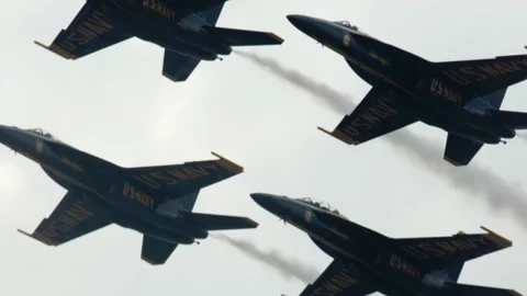 US Navy Blue Angels fly overhead in diam... | Stock Video | Pond5