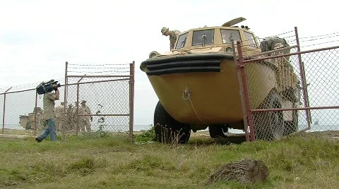 US Navy larc amphibious cargo vehicle (... | Stock Video | Pond5