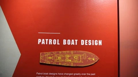 US Navy patrol boat design layout in mus... | Stock Video | Pond5