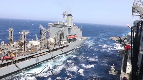 US Navy Ships Conduct Replenishment at S... | Stock Video | Pond5