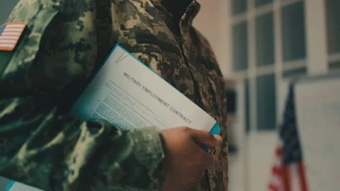 U.S. soldier holding military employment... | Stock Video | Pond5