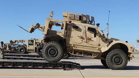 U.S. soldiers transport military vehicle... | Stock Video | Pond5