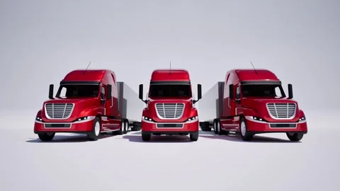 US style red color semi-trucks with trai... | Stock Video | Pond5