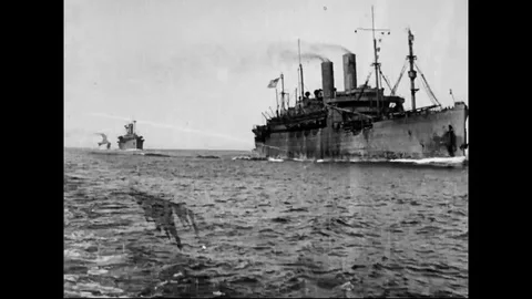 U.S. Warship And Transportation Convoy E... | Stock Video | Pond5