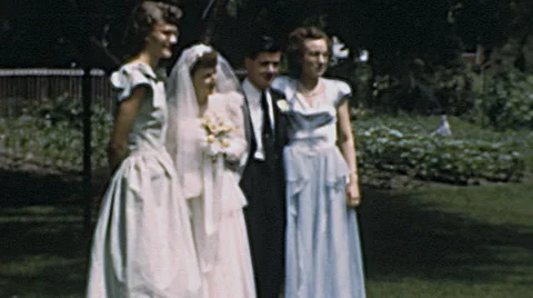 USA - 1950s: damsels and wedding couple | Stock Video | Pond5