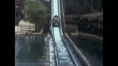 USA - 1970: Water roller coaster extreme | Stock Video | Pond5