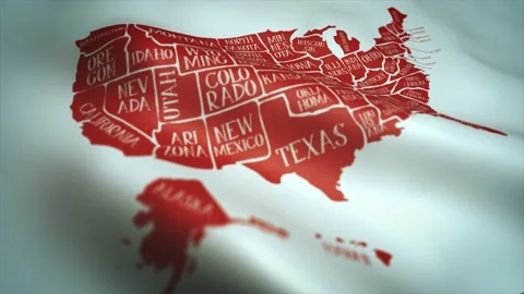 USA American Map On Flag Waving Textured... | Stock Video | Pond5