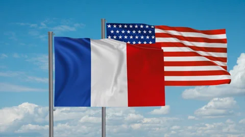 USA and France flag waving together in t... | Stock Video | Pond5