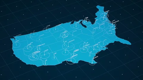 USA blue map big data visualization. Fut... | Stock Video | Pond5