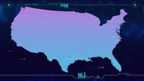 USA Digital HUD UI Map | Stock Video | Pond5