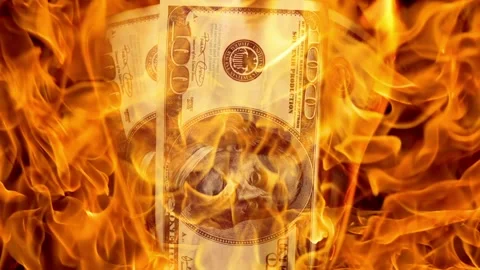 USA dollar bill money is burning in the ... | Stock Video | Pond5