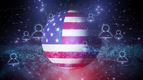 Usa flag and digital cyberspace with peo... | Stock Video | Pond5