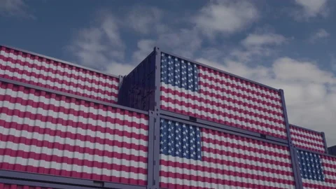 USA flag containers are located at the c... | Stock Video | Pond5