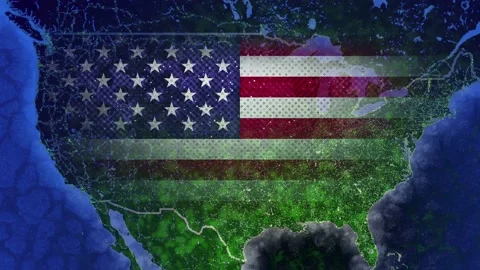 USA flag on country map background. | Stock Video | Pond5