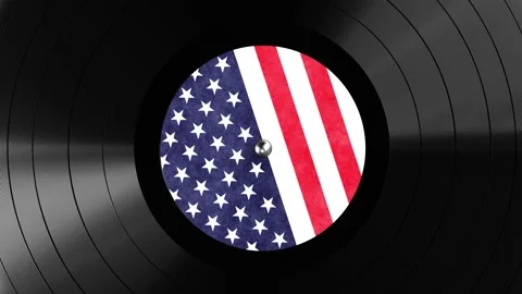 USA flag label vinyl record looping 3D a... | Stock Video | Pond5