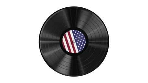 USA flag label vinyl record looping 3D a... | Stock Video | Pond5