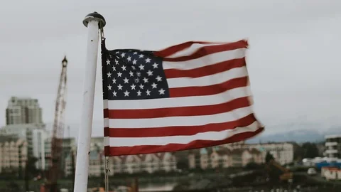 USA Flag waving on ship in Slow Motion | Stock Video | Pond5