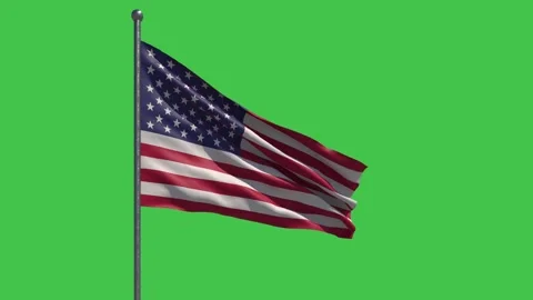 USA Flag Waving Slow Motion on the green... | Stock Video | Pond5