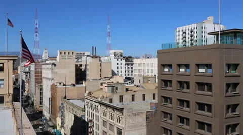 USA Los Angeles historic KRKD tower in d... | Stock Video | Pond5