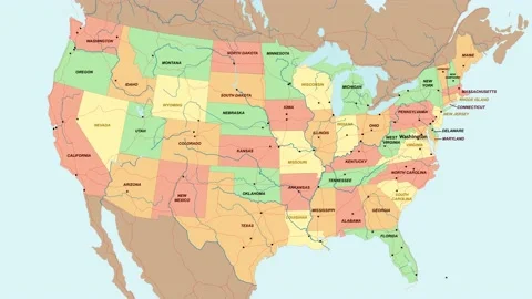 USA Map Animation, 8K | Stock Video | Pond5