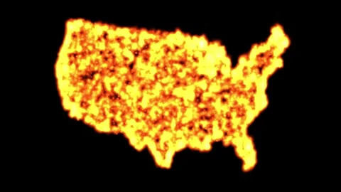 USA map with fire particles on plain bla... | Stock Video | Pond5