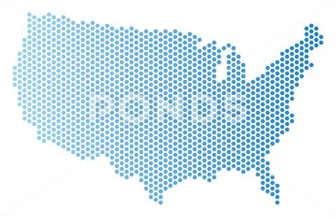 USA Map Hexagonal Scheme Stock Illustration ~ #90676760