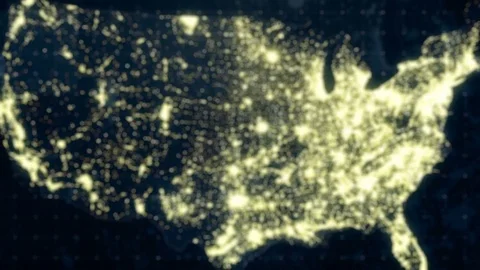 USA Map Night Lighting. | Stock Video | Pond5
