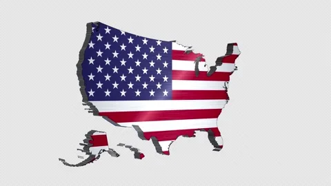 Usa map.One side of the map with Usa fla... | Stock Video | Pond5