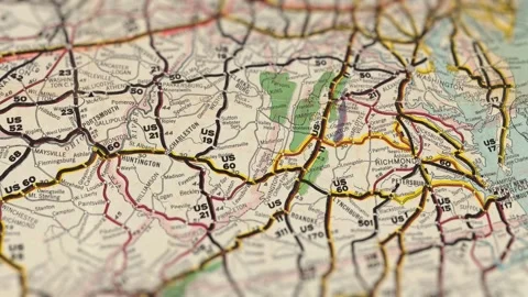 USA Old Road Paper Map Slider Shot | Stock Video | Pond5