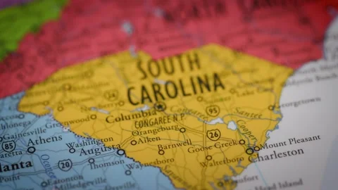 USA state map color contour South Caroli... | Stock Video | Pond5