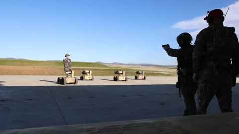 USAF Security Forces firing machine gun ... | Stock Video | Pond5