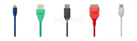 USB Cable Plugs Isolated on White Background Vector Set ~ Clip Art ...