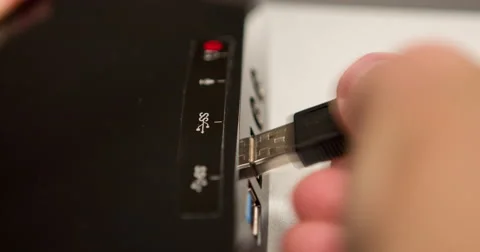 USB device plugged into computer and the... | Stock Video | Pond5
