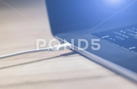 USB Type C Port Cable for fast charging laptop. Close up photo. ~ Hi ...