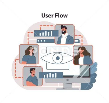 User Flow visualization concept. Flat vector illustration ~ Clip Art ...