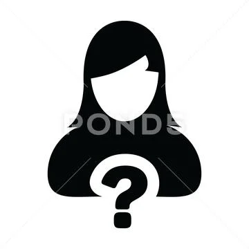 User icon with question mark symbol vector with female person profile ...