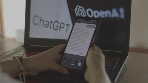 Using Open AI Chat GPT on a mobile devic... | Stock Video | Pond5