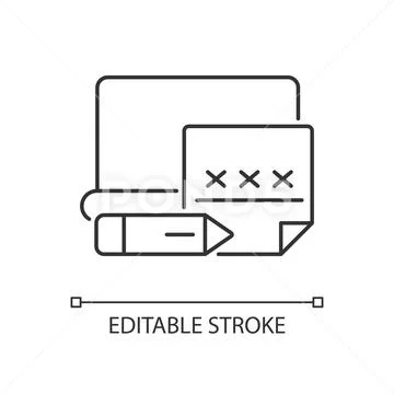 Using post it to remember password linear icon ~ Clip Art #162466491
