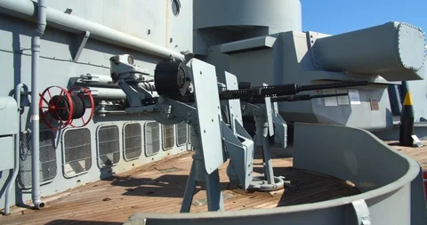 USS Alabama Battleship Machine Guns, WWI... | Stock Video | Pond5