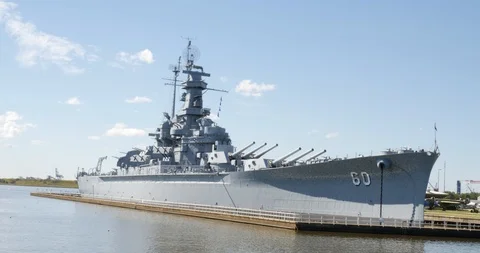 USS Alabama BB-60 Static view of a naval... | Stock Video | Pond5