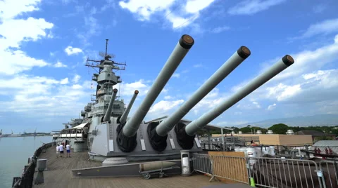 Uss Missouri battleship guns - Pearl har... | Stock Video | Pond5