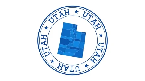 Utah intro. Badge with the circular name... | Stock Video | Pond5