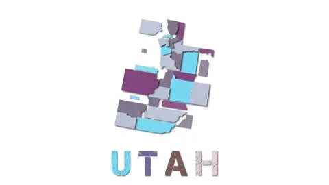 Utah map with paper regions. Animated us... | Stock Video | Pond5