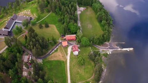 Utøya, island top view moving over isla... | Stock Video | Pond5