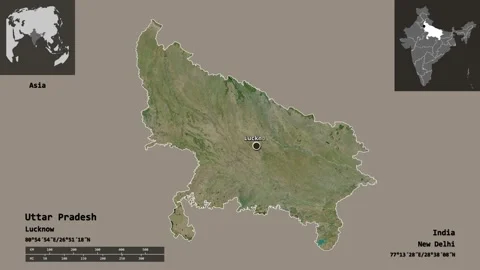 Uttar Pradesh location. India. Satellite... | Stock Video | Pond5