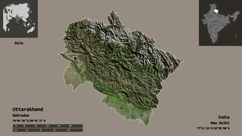 Uttarakhand location. India. Satellite m... | Stock Video | Pond5
