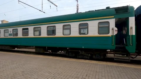 Uzbekistan Railways train standing waiti... | Stock Video | Pond5
