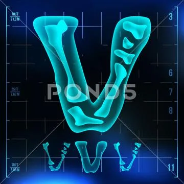 V Letter . Capital Digit. Roentgen X-ray Font Light Sign. Medical ...